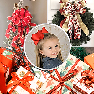 Yholin Ribbon Bow Maker with Instruction and Beading Craft Wire,Durable Oval Wooden Bow Maker for Satin Wreath Bows Christmas Big Bows Hair Bows Gifts Bows Making and Party Decoration-Make Bows Easily