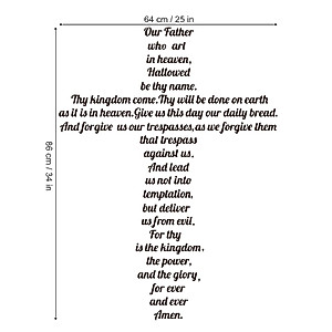 decalmile The Lord’s Prayer Wall Decals Quotes Our Father who Art in Heaven Inspirational Christian Bible Sayings Wall Stickers Living Room Bedroom Church Home Decor(Finished Size: 26 Inch x 34 Inch)