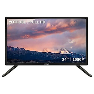 YOTFUEL 24-Inch Full HD 1080p Small TV with Built-in HDMI, USB, VGA,Optical and RF 24” LED TV