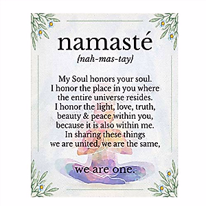 Namaste Color"We Are One"- Inspirational Wall Art in Yoga Pose-8 x 10 Print Wall Art Ready to Frame. Home Décor, Office Décor & Wall Print. Motivational Quote- Perfect Gift to Share Your Beliefs.