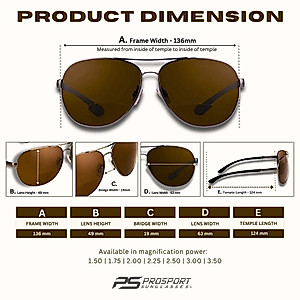 proSPORT Aviator Polarized Bifocal Sunglass Readers Fishing Driving Brown Lens Spring Hinge Men Women 2.5 1.50 1.75 2.00 2.25 2.50