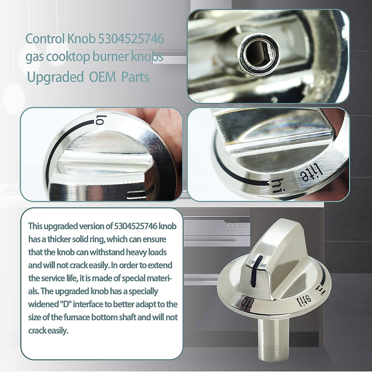 Upgraded 5304525746 Burner Knob Replacement 5304504839 Knob Compatible with Frigidaire Gas Stove Knobs Burner Knob FFGC3026SSB FFGC3026SSC FFGC3026SSE FFGC3626SSE Frigidaire Knobs 2-year QA