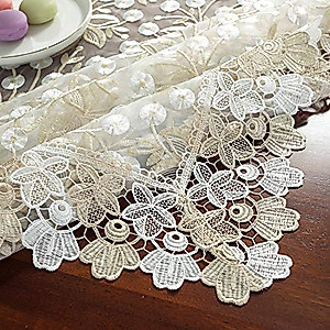 NC SUTAVIA Lace Patio tablecloths Embroidered Camping Table Cloth, Classic Rectangular Oblong Macrame Table Cover, for Kitchen Dining Picnic Coffee Table and Wedding Banquet (Gold, 60"×120")