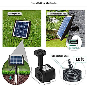 Viajero 3W Solar Fountain Pump for Bird Bath, Upgrade Solar Powered Water Floating Plug-Gable Fountains Kit with 7 Nozzle for Garden, Yard, Fish Tank, Pond, Swimming Pool, Outdoor and Patio