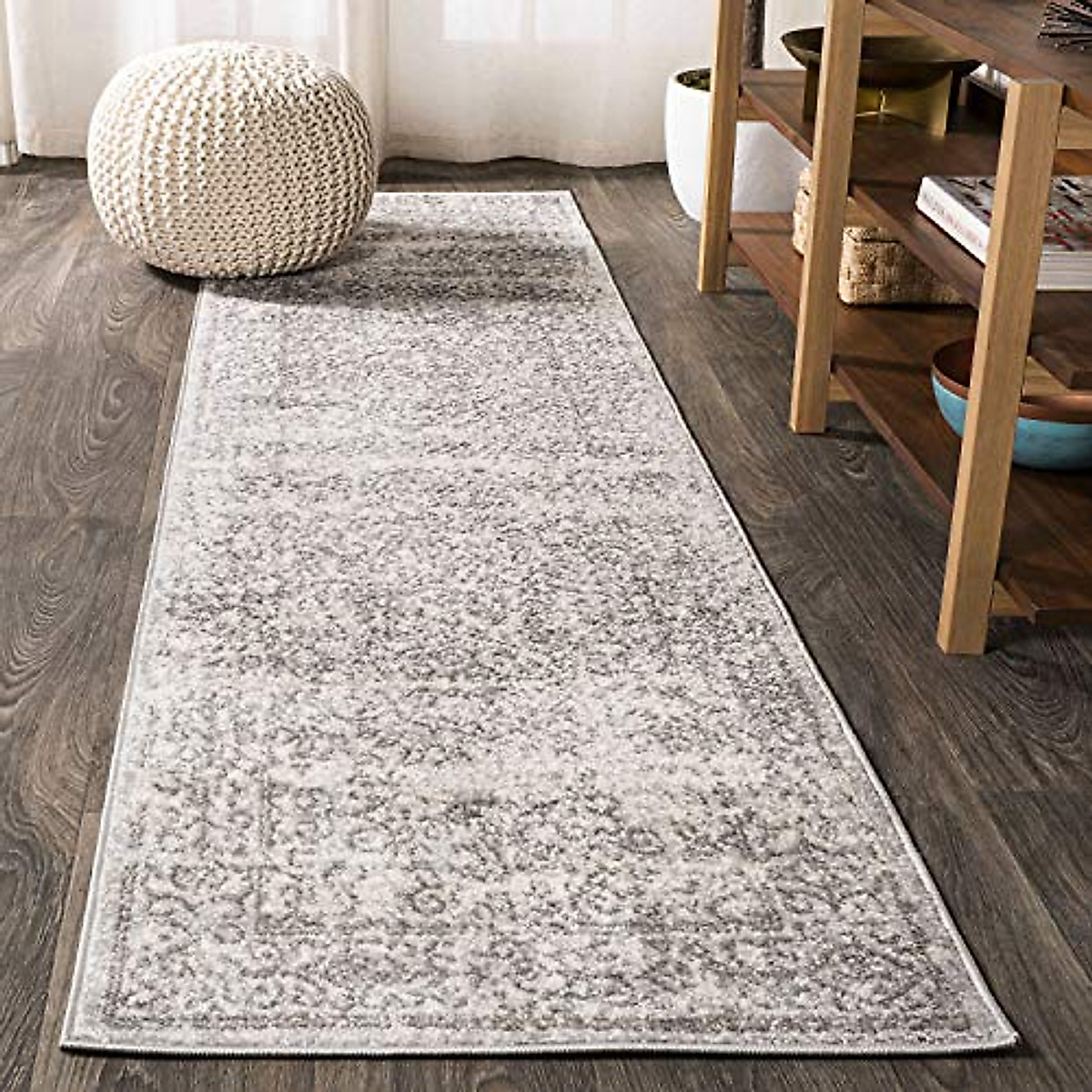 JONATHAN Y BMF108D-28 Bohemian Filigree Modern Indoor Area-Rug Floral Vintage Casual Easy-Cleaning High Traffic Bedroom Kitchen Living Room Non Shedding, 2 X 8, Grey