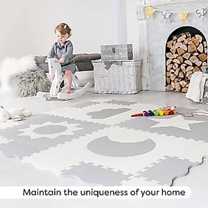 Baby Play Mat Tiles - 61" x 61" Extra Large, Non Toxic Foam Baby Floor Mat - Grey & White Interlocking Playroom & Nursery Playmat - Safe & Protective for Infants & Toddlers (Grey)