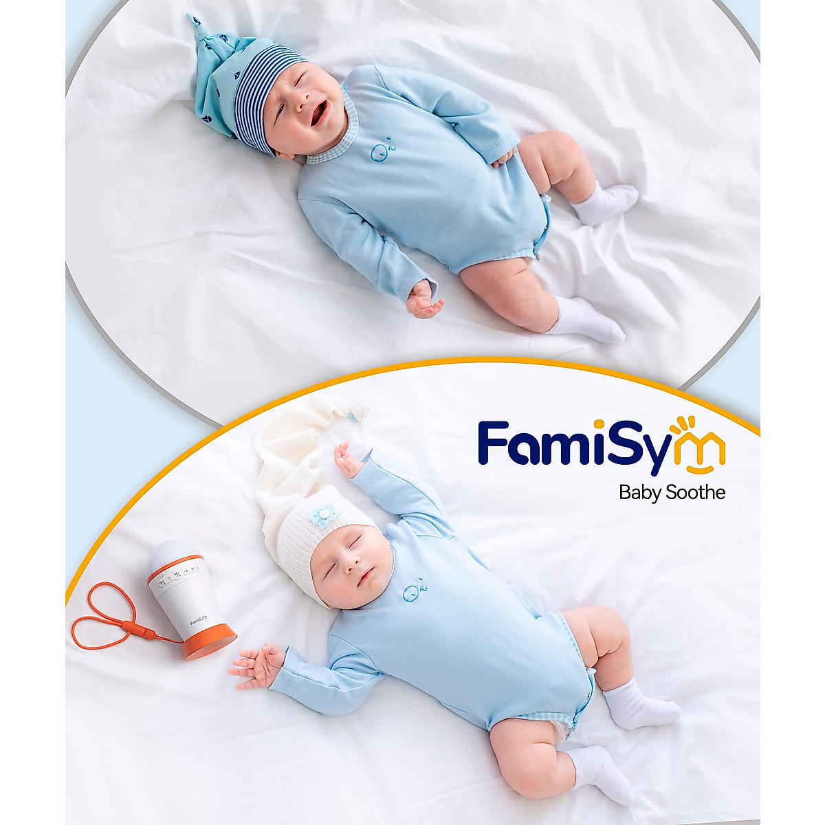 FamiSym Portable Sound Machine for Baby Kids with Night Light - Recharge Battery, 13 Soothing Sounds, Shushing Baby White Noise Machine for Sleeping, Baby Sleep Soother Registry Gift, Baby Shower