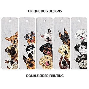 WIRESTER Set of 5 Paper Bookmarks with Tassel for Students, Reader, Teachers, Book Lovers - Cute Dog Breeds (Bulldog, Puppy Dog, Chihuahua, German Shepherd, Siberian Husky, Retriever, Basset Hound)