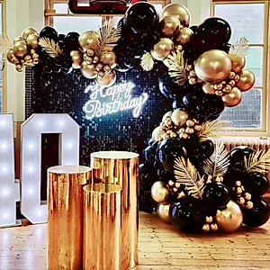 Black and Gold Balloons, 124pcs Black and Gold Balloons Garland Arch Kit for Birthday, Graduation, New Year, Anniversary Party Decorations