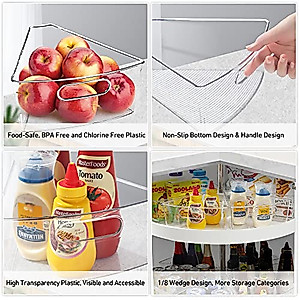 Leeden Lazy Susan Cabinet Organizer, BPA Free Containers, Durable Plastic Transparent Storage Bins for Kitchen Corners & 26"-28" Diameter Lazy Susans, 1/8 Wedge, 4 Packs