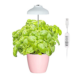 GrowLED Umbrella Herb Garden Grow Light, Height Adjustable, 7ft Cord, 8/12/16 Hours Automatic Timer, 10-Level Brightness, 3 Optional Spectrums, Suitable for Desktop/Large/Hanging Planters, White