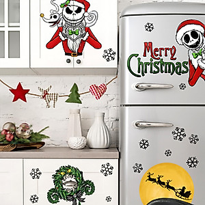 Yovkky 158 PCS Merry Christmas Nigh.tmar.e BEF.ore Christmas Window Clings, Santa Claus Xmas Tree Stickers Decals Decor, 2025 New Year Winter Holiday Party Home Kitchen Decorations