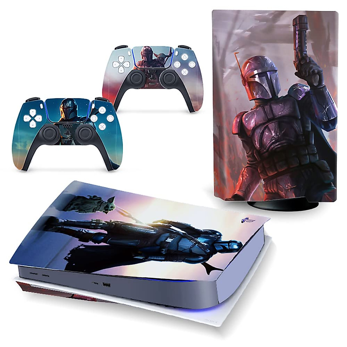 Game Console and Controller Skins and Wraps for PS5 Disc Version, Durable Scratch Resistant Bubble-Free Stitckers for Playstation5 Disk Edition