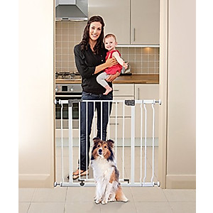 Dreambaby Liberty Walk Thru Auto Close Baby Safety Gate Set - with 3.5inch Extension Panel - Fits 29.5-36.5inch Openings - Pressure Mounted Security Gates - Model L776 - White