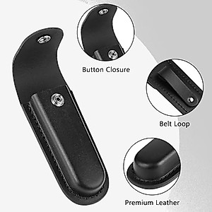 Mabor Pocket Knife Sheath 5 Inch Leather Knife Holster Portable Pocket Knife Belt Holder with Snap Closure and Belt Loop Accessory for Outdoor Climbing Camping Cycling