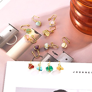 MTLEE 12 Pieces Crystal Stone Nose Cuff Rings African Nose Cuff Fake Nose Rings Adjustball Non Piercing African Rings for Women Men