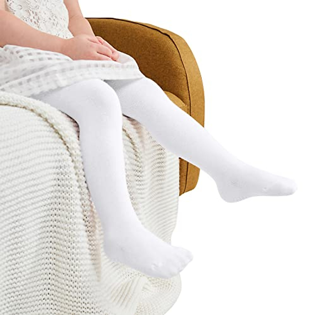 Baby tights with Non Slip Grips Newborn Socks Infant Leggings Ultra Soft Stockings for Baby Girls for 0-2T Baby White with Grippers 3-6 Months
