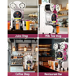 WantJoin Cup Sealing Machine Full Automatic Cup Sealer Machine 89/90/95MM 3.50/3.54/3.74IN Electric White Cup Sealing Machine 500-600 Cups/H(White)