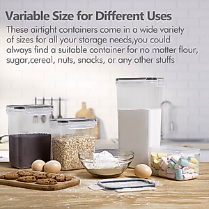 14pcs Food Storage Containers Set, Kitchen & Pantry Organizers and Storage, BPA-Free Plastic Airtight Pantry Storage Container with Lids for Cereal , Flour and Sugar, Includes 24 Labels