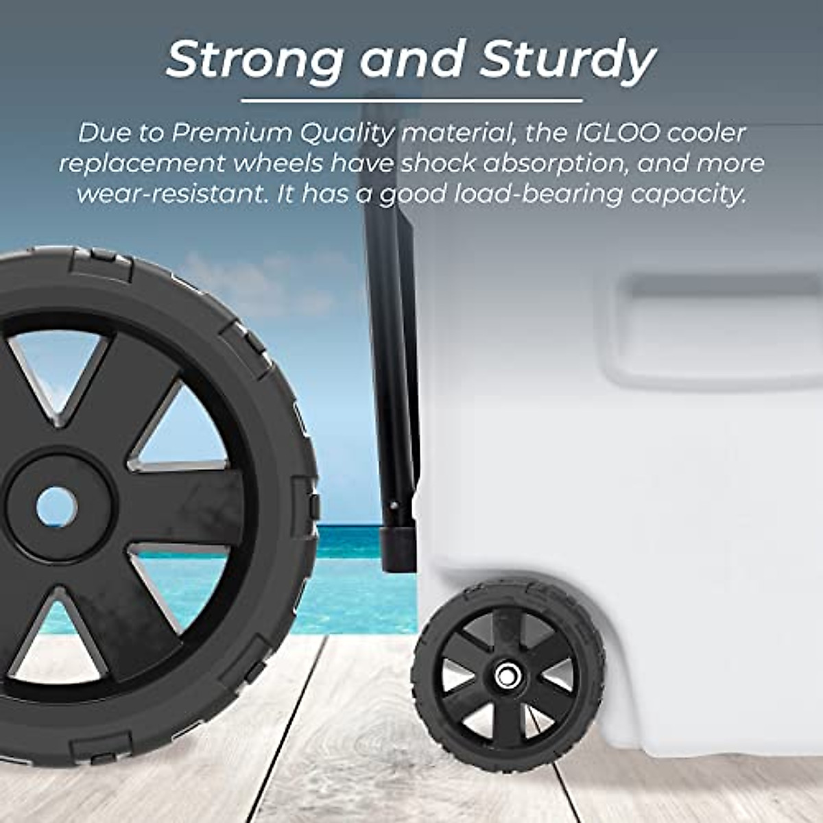 ZAITOE Heavy-Duty Cooler Wheels Replacement for Igloo 5 Gal Beverage Rollers, Igloo Ice Cube 60 QT & 70 QT Rollers, 4 Inch, Black (2 Pack)