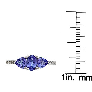 Gin & Grace 10K White Gold Genuine Tanzanite Ring with Diamonds for women | Ethically, authentically & organically sourced (Oval-cut) shaped Tanzanite hand-crafted jewelry for her