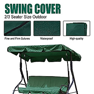 GLUTINOUS Outdoor Swing Canopy Replacement Waterproof Dustproof Porch Top Cover Seats Furniture for Home Garden Supplies Green