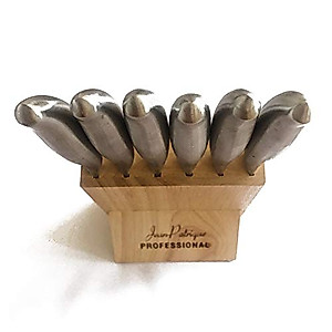 Stainless Steel Steak Knife Set of 6 With Block Dishwasher Safe, Serrated Steak Knives - by Jean Patrique