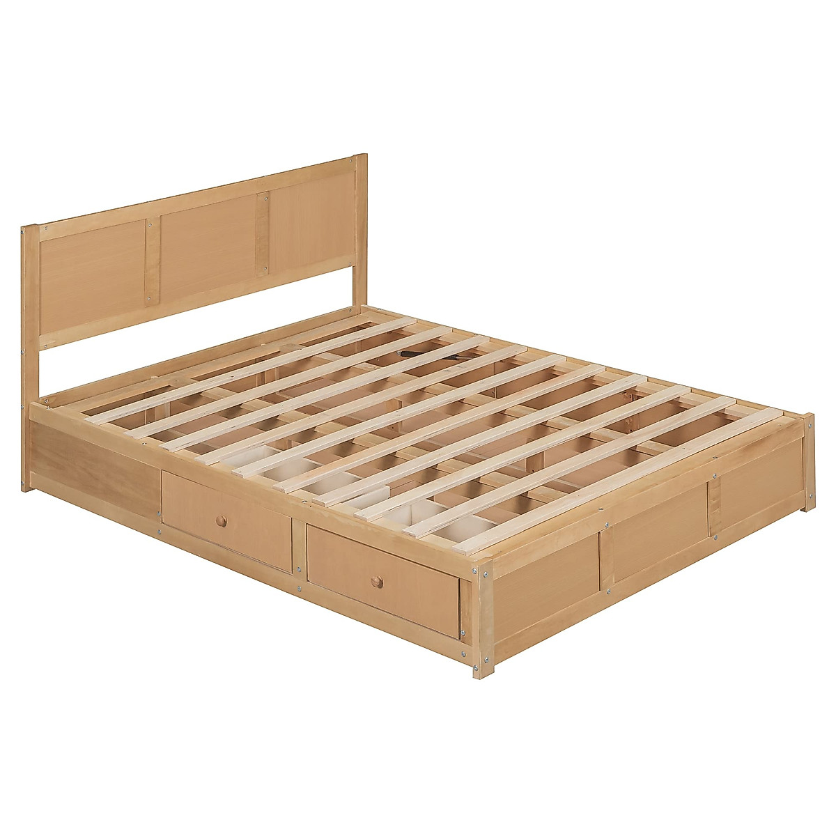 Harper & Bright Designs Lift Up Storage Bed, Queen Platform Bed Frame with Storage Underneath, Queen Size Bed with 2 Drawers, Queen Storage Bed for Bedroom, No Box Spring Needed, Natural
