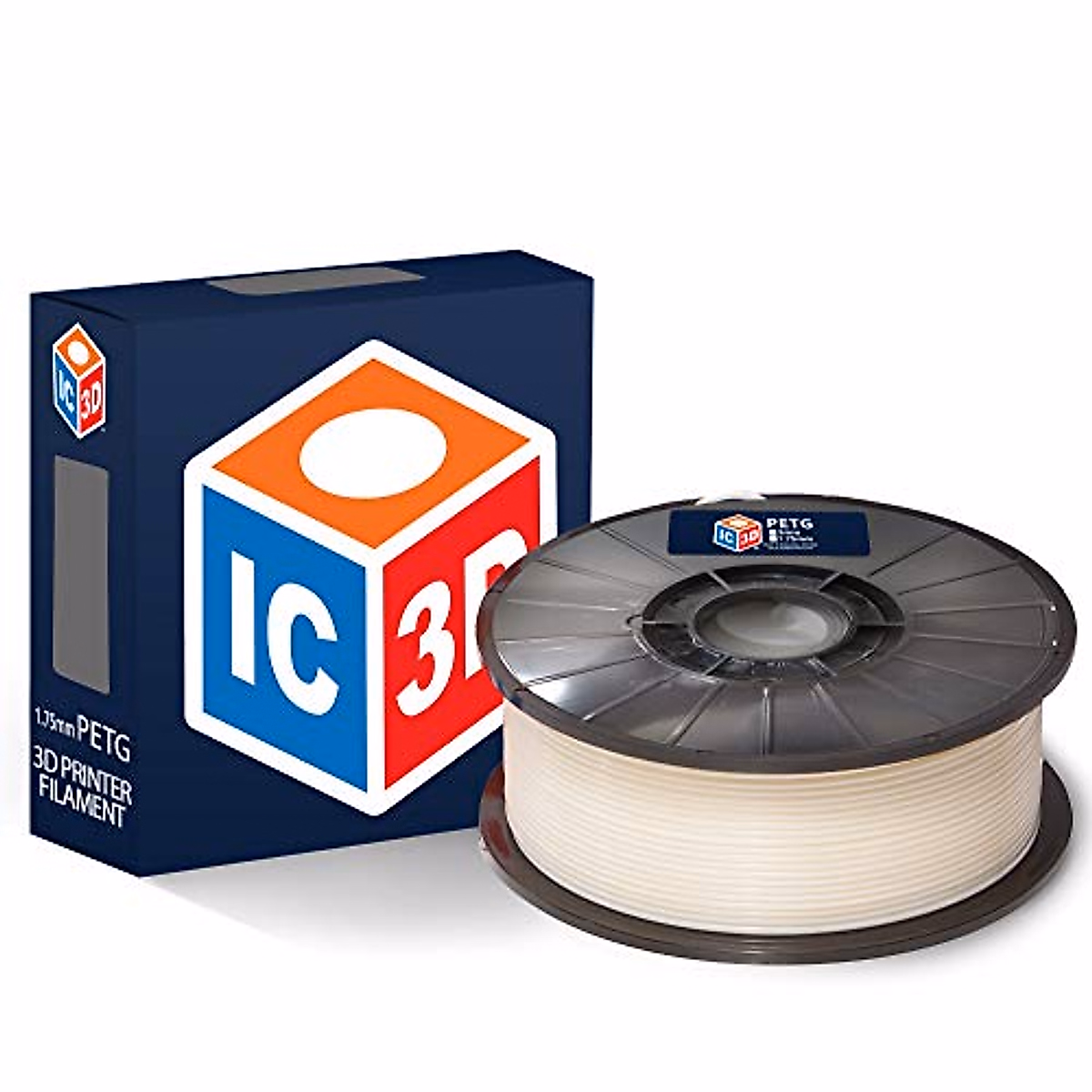 IC3D White 1.75mm PETG 3D Printer Filament - 1kg Spool - Dimensional Accuracy +/- 0.05mm - Professional Grade 3D Printing Filament - Made in USA
