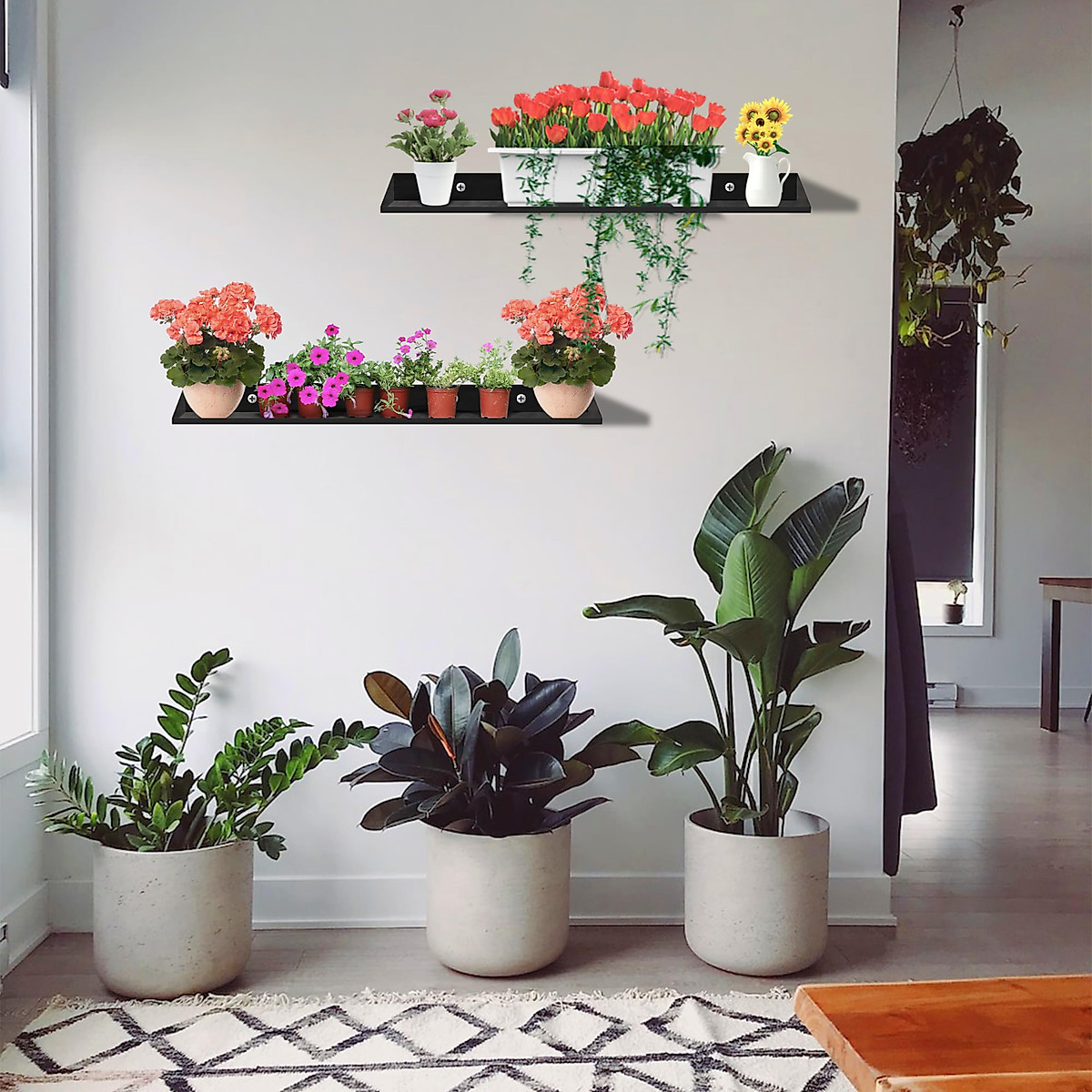 FEBTECH - Black Metal Floating Shelf - Floating Shelves for Wall - Steel Industrial Heavy Duty Renter Friendly Shelves - Stylish and Sturdy Storage Solution (36" X 8" X 2.5")