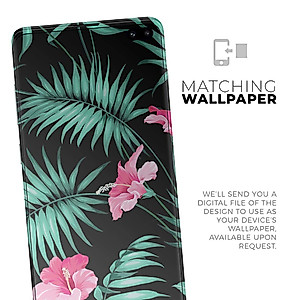 DesignSkinz Tropical Mint and Vivid Pink Floral Protective Vinyl Decal Wrap Skin Cover Compatible with The Samsung Galaxy S20 (Screen Trim & Back Glass Skin)
