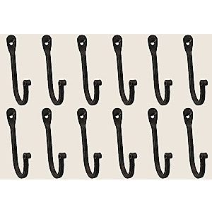 Colonial Tin Works Vintage Hand Forged Iron Classic Early American Plain Hook Black Set of 12 (Set of 12)