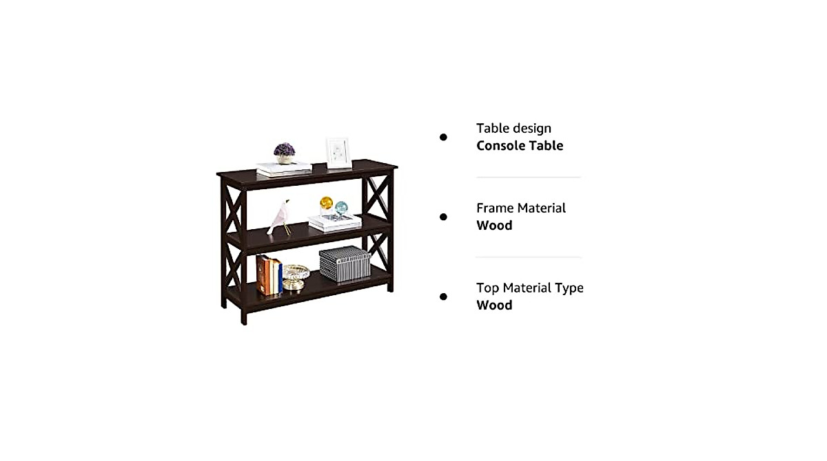 Yaheetech 3 Tier Console Table with Storage Shelves - Modern & Durable