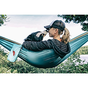 GRAND TRUNK Double Deluxe Hammock with Hanging Straps and Carabiners - Made from Parachute Nylon Fabric and Holds Two Peoople or 400lbs (Olive Green/Khaki)