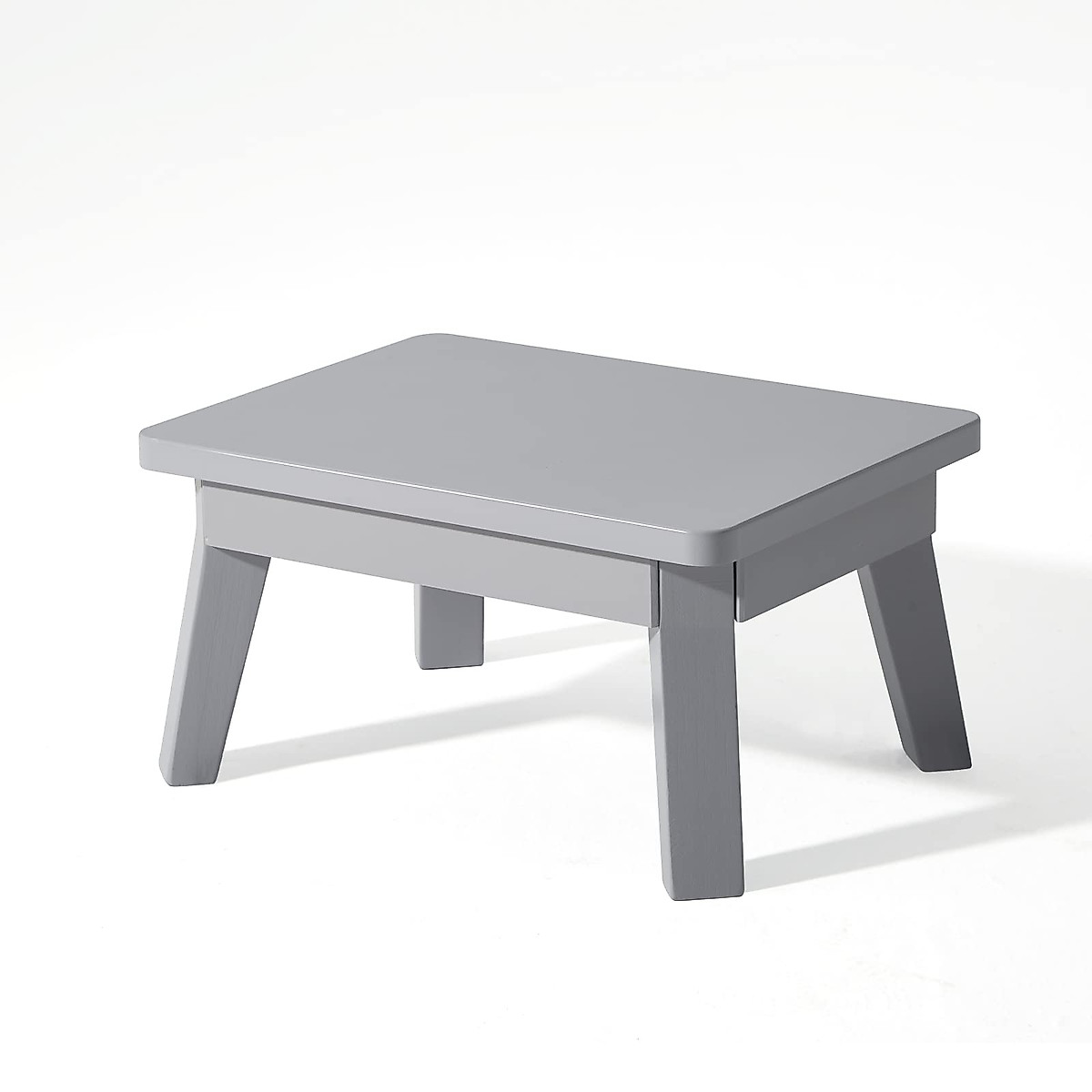 HOUCHICS Wooden Step Stool,One Step Stool for Adult Kids,Gray Wood Bedside Step Stool for Kitchen,Bathroom,Bedroom(Gray)