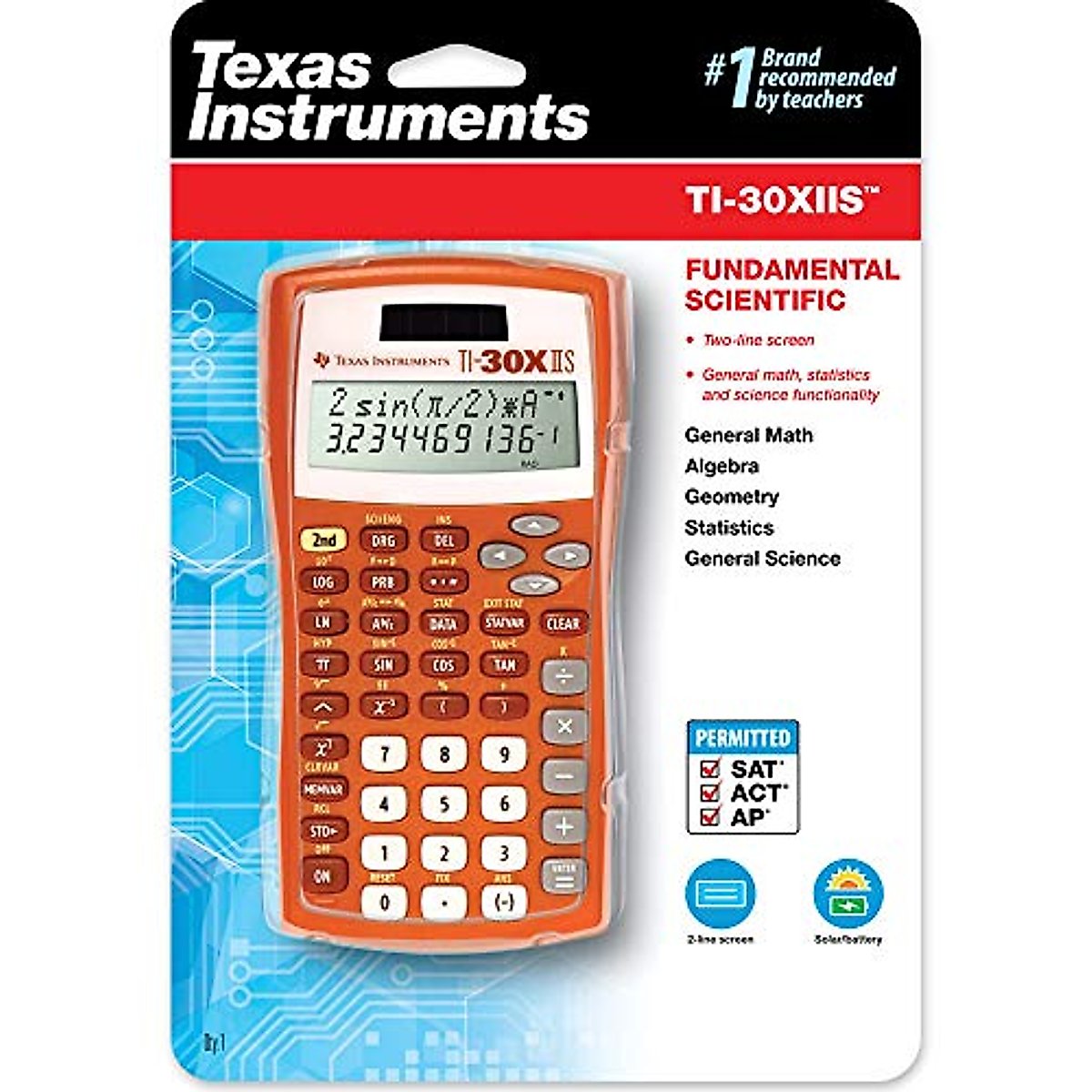 Texas Instruments TI-30X IIS 2-Line Scientific Calculator, Orange