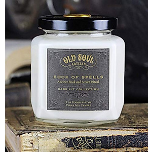 Book of Spells - Old Book Lovers Candle - Antique Library Spellbook Scented Bookish Literary Gift for Bookworms, Readers, Writers, and Literature Bibliophile - 9oz Vegan Soy