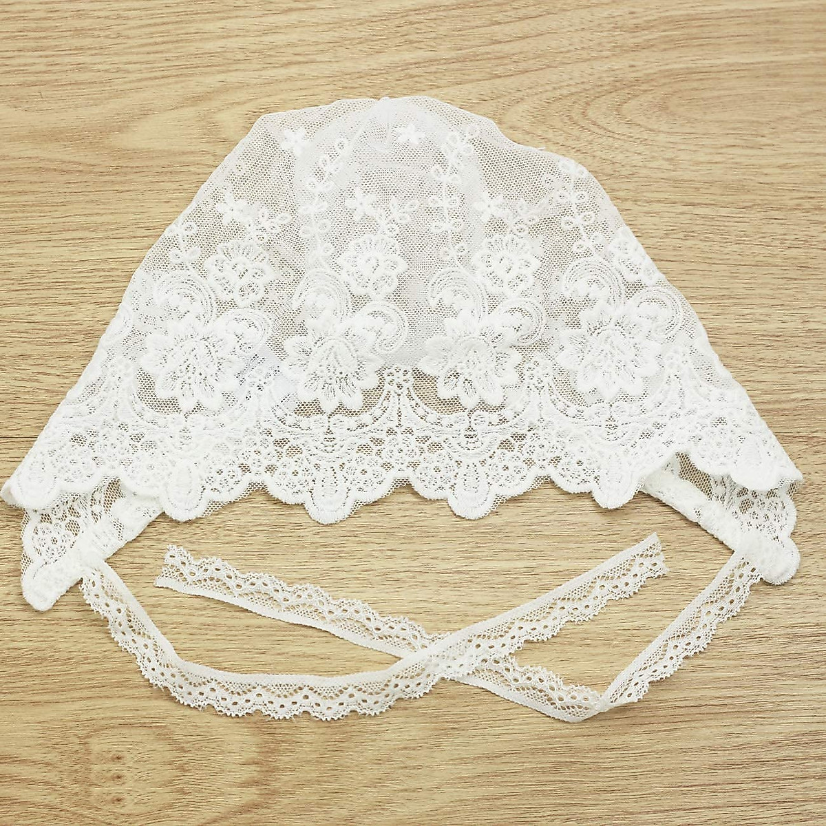 Nihao Baby Baptism Bonnet (F-White Simple Lace Bonnet, 1-2 Years Old)