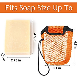 Eaasty 6 Pieces Exfoliating Bar Soap Pouch Soap Saver Pouch for Deep Clean Mesh Soap Bag Bath Shower Body Soap Saver Bag Dual Sided Soap Scrubber Pouch Bar Soap Holder Loofah, Orange, Gray, Blue