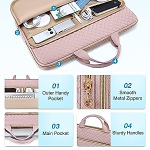 Laptop Sleeve, BAGSMART Laptop Carrying Case Compatible with 13-13.3 inch Notebook,Compatible with MacBook Pro 14 Inch,MacBook Air,Laptop Protective Bag with Pocket,Handles,Pink