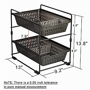 Under Sink Organizer,Bathroom Organizer Under Sink with Sliding Basket,Under Sink Cabinet Organizer Rack For Kitchen,Toilet,Sturdy,Anti-Rust Black