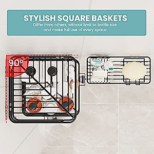 EZFurni Shower Caddy Corner, 3 Pack Shower Organizer Corner, Rustproof Shower Shelf for Inside Shower, Strong Adhesive Shower Racks with Razor Holders, Roomy Shower Storage for Bathroom, Black