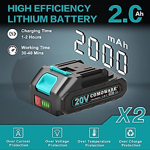 COMOWARE Mini Chainsaw Cordless, 6" Small Chainsaw with 2Pcs 2.0Ah Batteries, Portable Hand Chainsaw, Mini Chainsaw 6 Inch Cordless, Handheld Chainsaw Battery Powered for Tree Branch Trimming