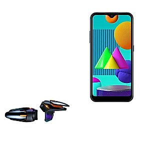 BoxWave Gaming Gear Compatible with Samsung Galaxy M02 - Touchscreen QuickTrigger Auto, Trigger Buttons Autofire Gaming Mobile FPS - Jet Black