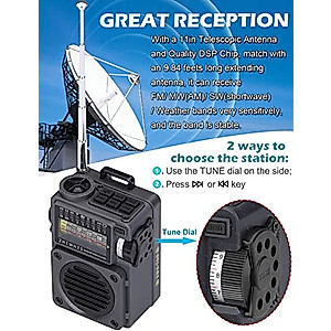 ZHIWHIS Bluetooth Speakers, Portable Radio with Sleep Timer, Weather AM FM Shortwave Radios with Best Sound, Retro Analog Tuner with Preset, Rechargeable MP3 Player Support MicroSD Card