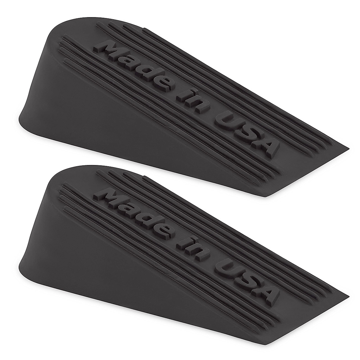 Large Big Rubber Door Stopper Made In USA - Door Stop Wedge for Carpet, Tile,Concrete Floor - Door Stoppers for Bottom of Door -Tall Heavy Duty for Commercial & Home- 6.5 x 2.75 x 1.9 Inches Black 2PK