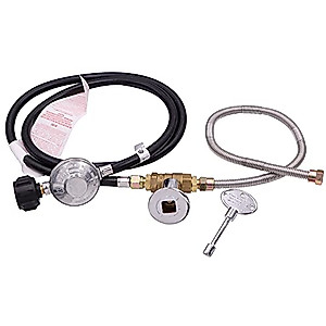METER STAR Propane Fire Pit/Fireplace Parts Propane Gas Control Valve System Regulator Valve with Hose and Key Kit,Max 90,000 BTU