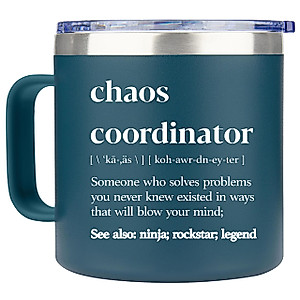 Chaos Coordinator Tumbler Administrative Professional Day Gifts 14 Ounce Chaos Coordinator Cup Navy Bosses Day Gifts Promotion Gifts for Women Coworker Leaving Gifts for Women Job Promotion Gifts