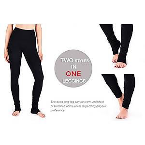 Yogipace Women's High Waisted Goddess Extra Long Yoga Over The Heel Leggings,34",Black,Size L