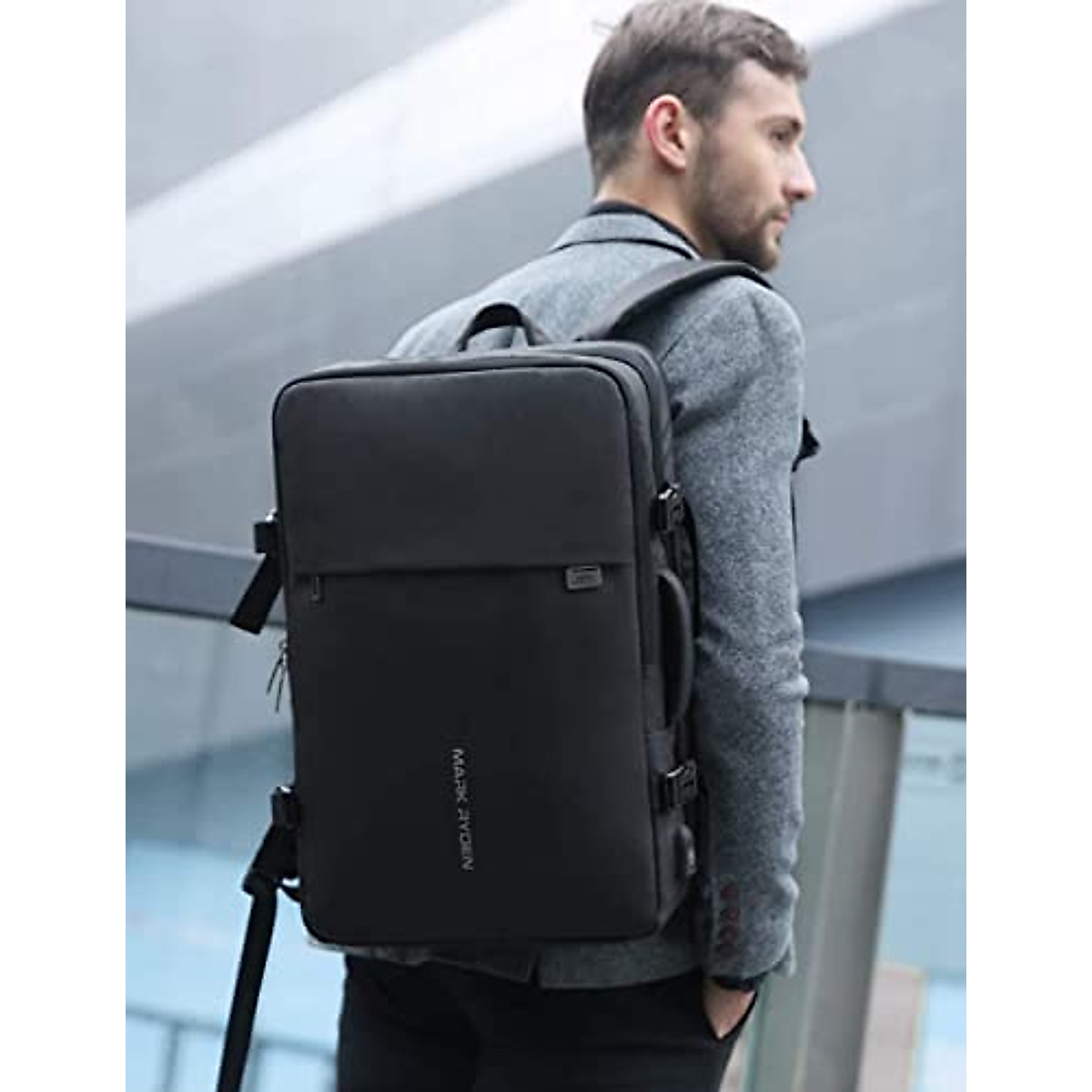 MARK RYDEN 23/40L Carry on Travel Backpack Fits 17.3'' Laptop&Slim Crossbody Bag Fits 7.9'' iPad
